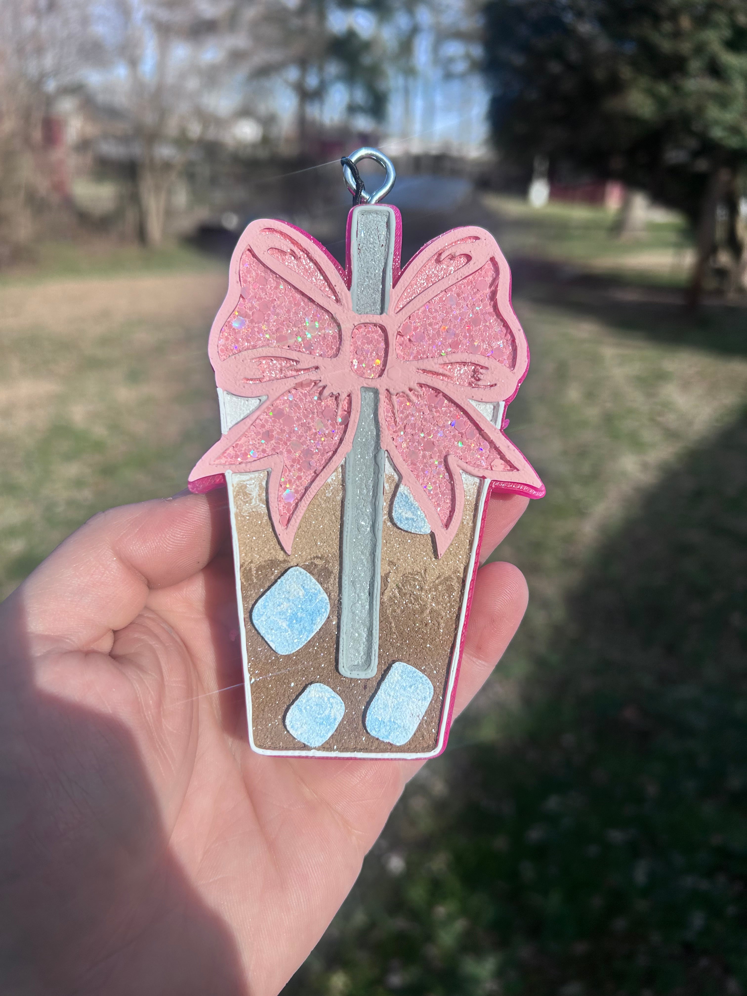 Iced coffee with Bow Freshie – Whimsical Wiffs Freshie Molds & More