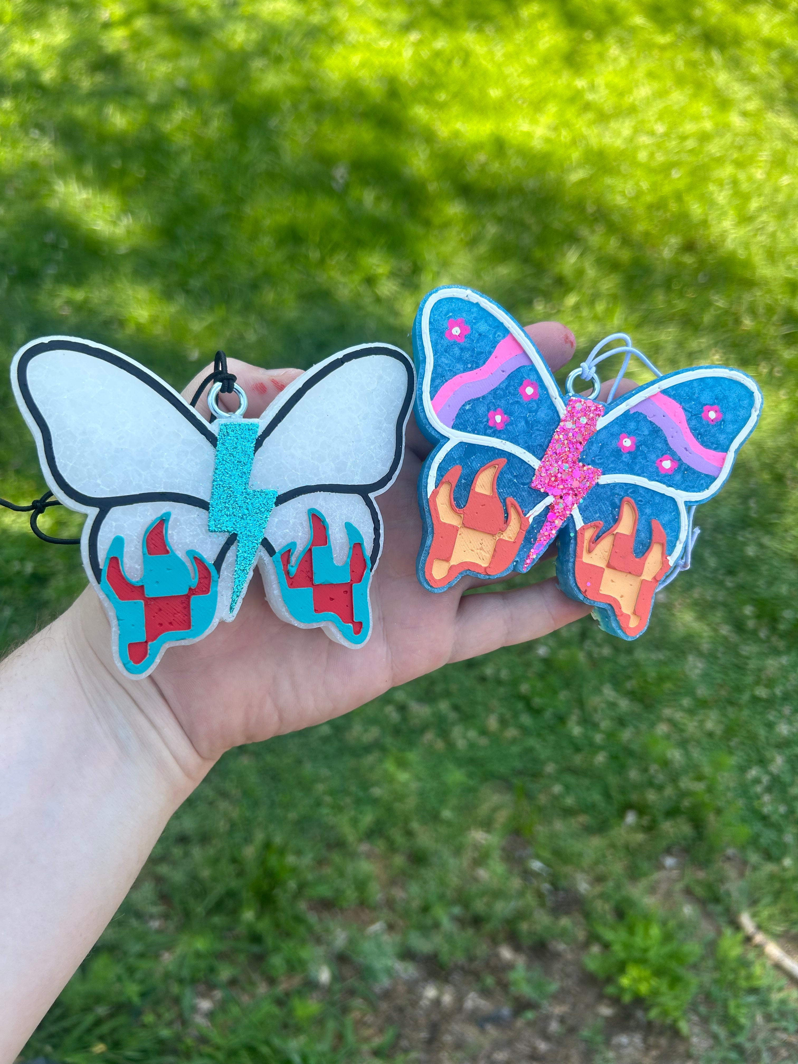 Flaming Checkered Lightning Butterfly Freshie – Whimsical Wiffs Freshie ...
